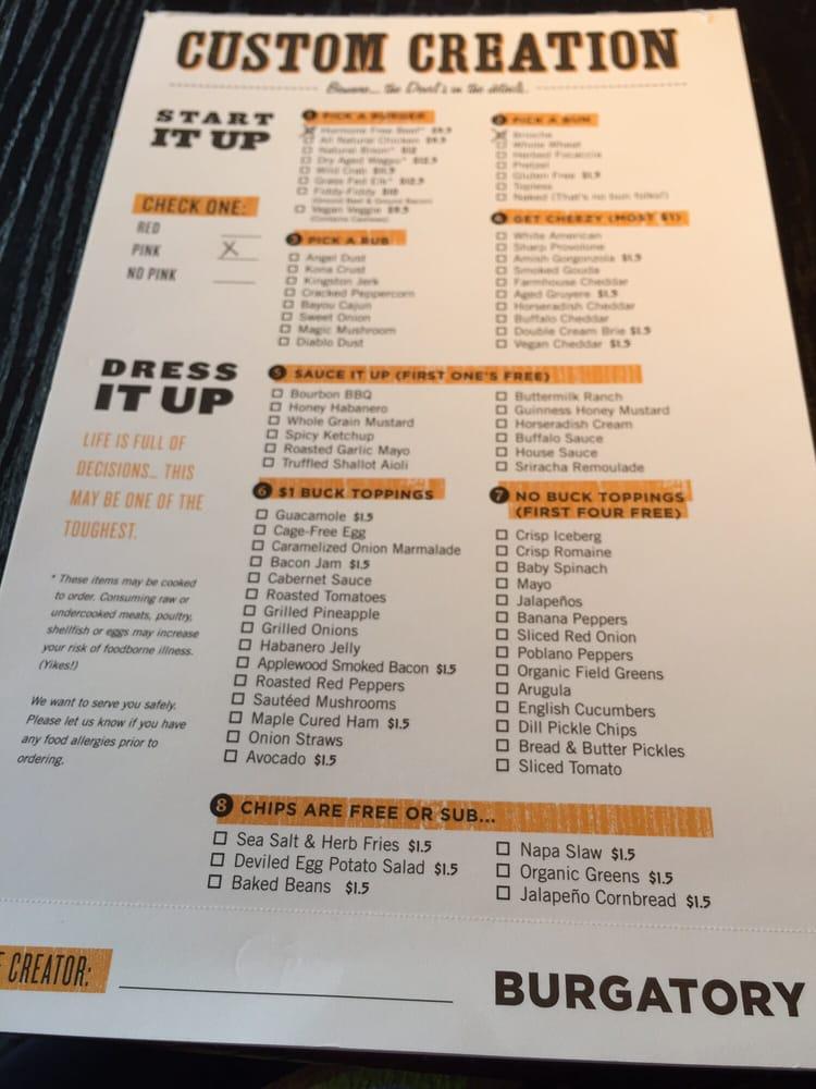Menu at Burgatory pub & bar, McCandless, 700 Providence Blvd