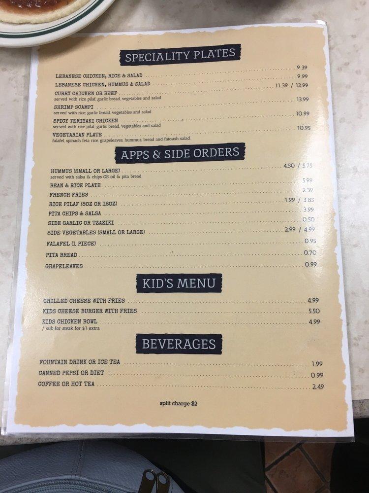 Menu at Churrasco Grill restaurant, Fresno