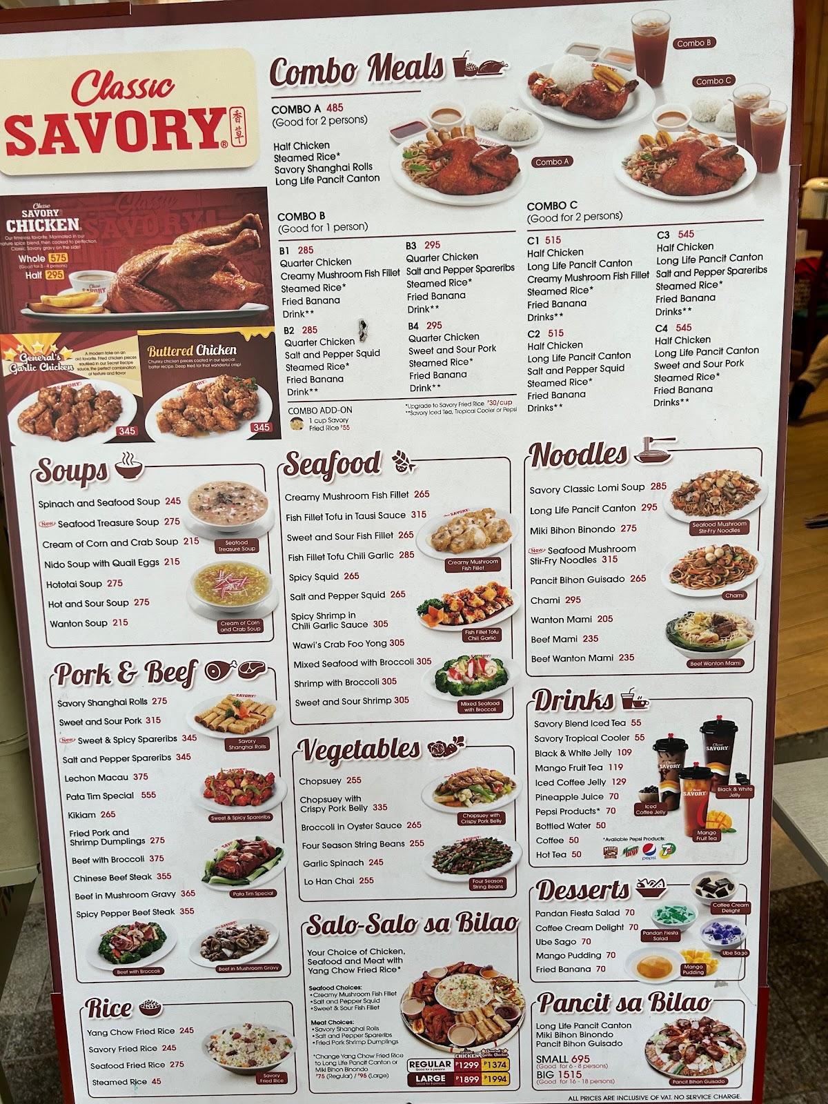 Menu at Classic Savory - Venice Grand Canal Mall restaurant, Taguig, 28 ...