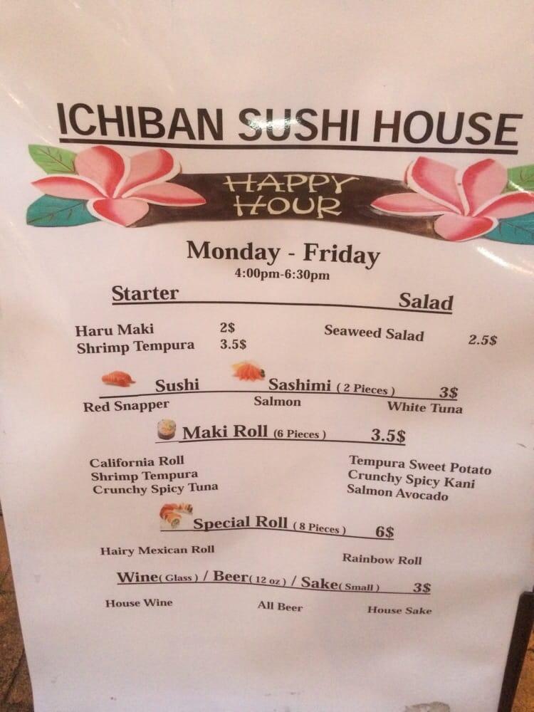 Menu at Ichiban Sushi House restaurant, Alexandria
