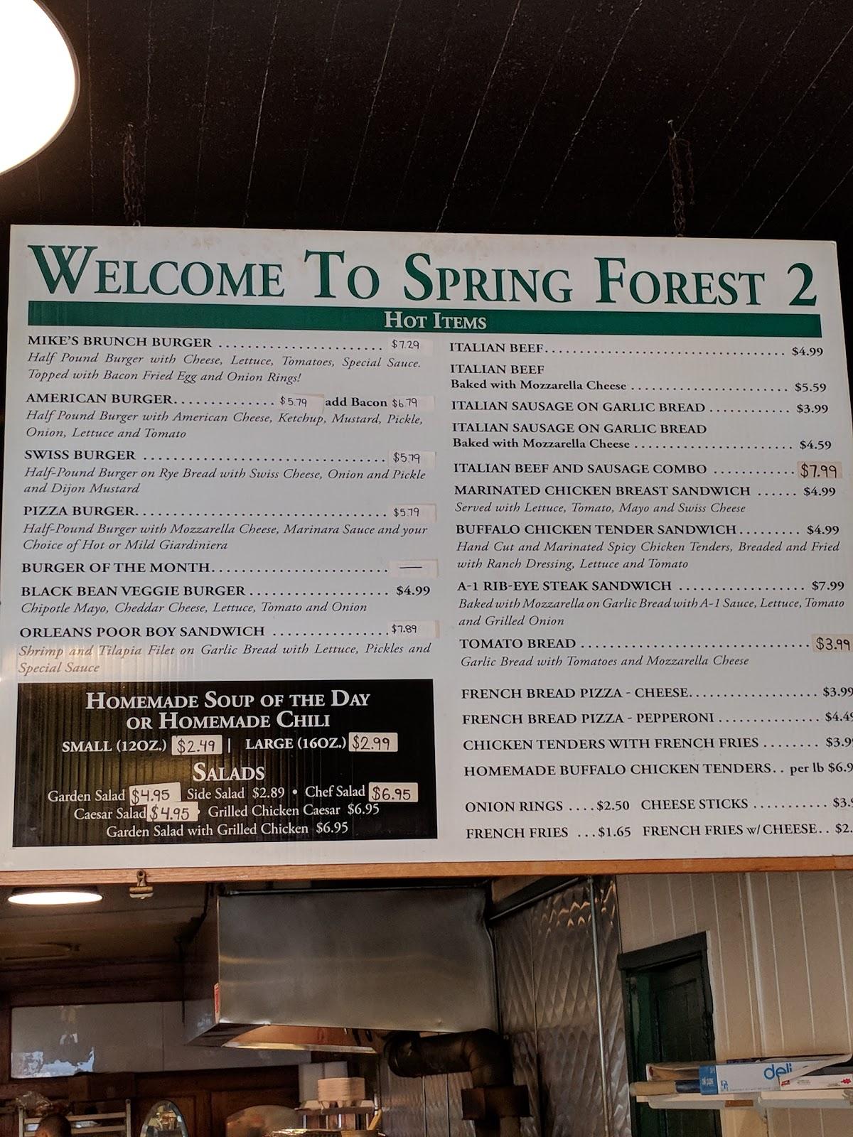 Menu at Spring Forest Deli and Catering pizzeria, Willow Springs