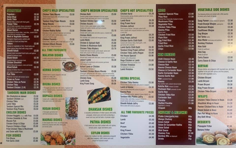 Menu at Tandoori Kitchen fast food, Norbury