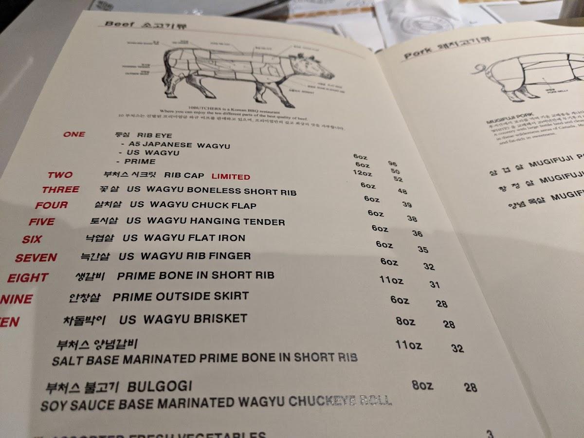 Menu at 10 Butchers Korean BBQ, Sunnyvale