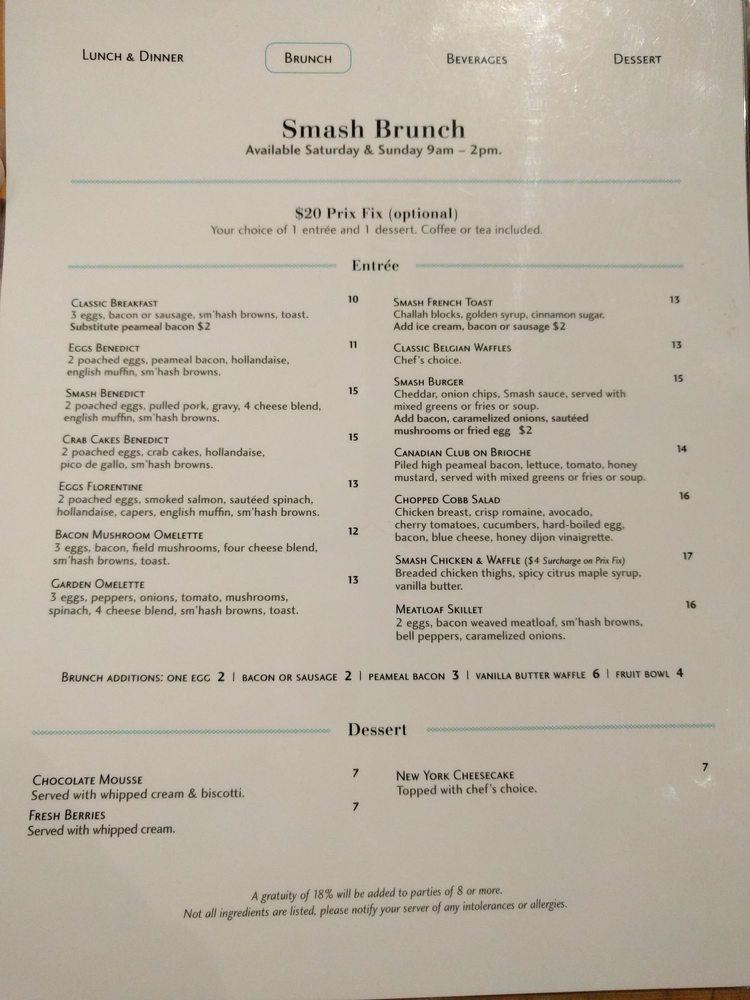 Menu at Smash Kitchen and Bar, Markham