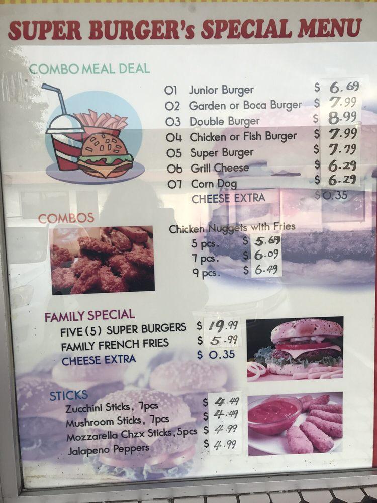 Menu at Super Burger restaurant, San Leandro