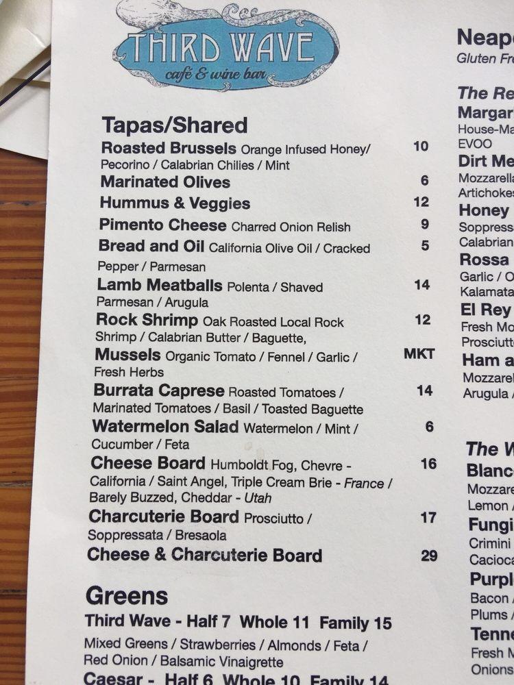 Menu at Third Wave Cafe & Wine Bar, New Smyrna Beach