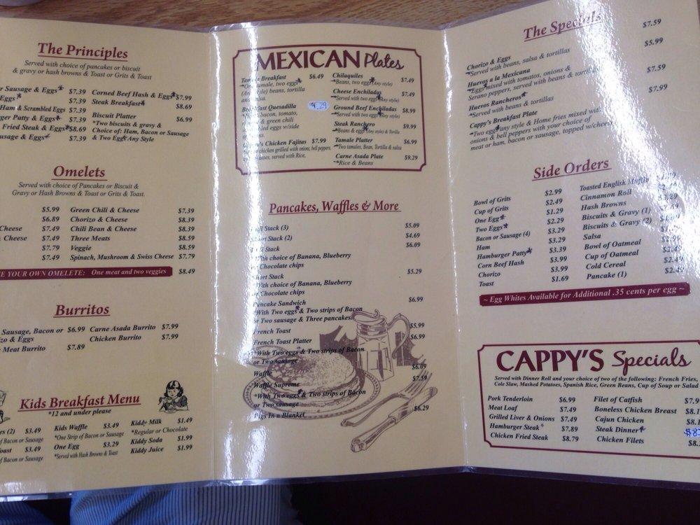 Carta de Cappy's Breakfast Cafe, Tucson