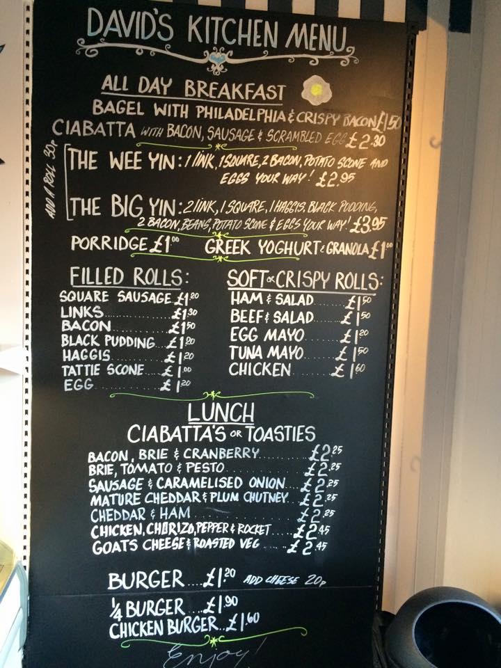 Menu at David's Kitchen restaurant, Alexandria