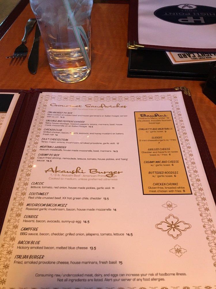 Menu at High Point Grill restaurant, Albuquerque, Coors Blvd NW STE A
