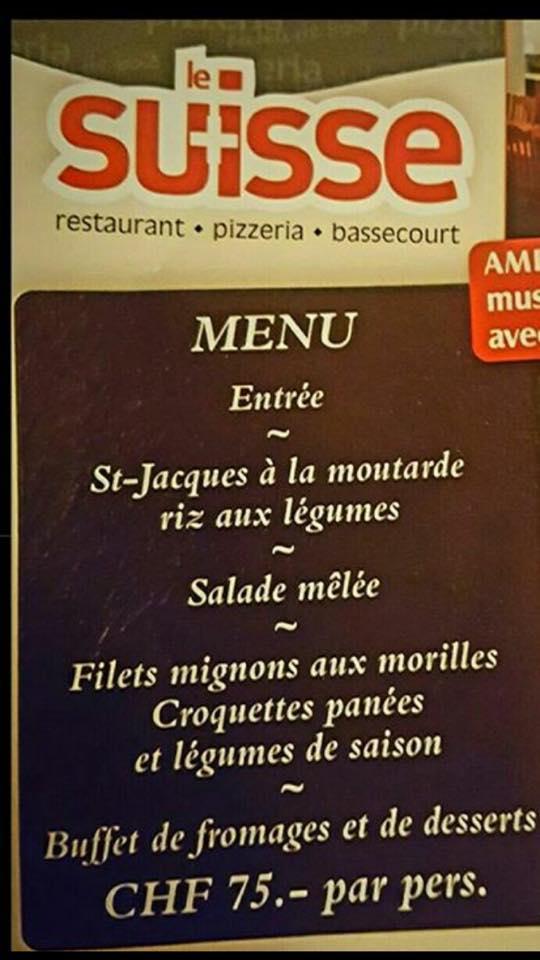Speisekarte von Restaurant Le Suisse, Bassecourt