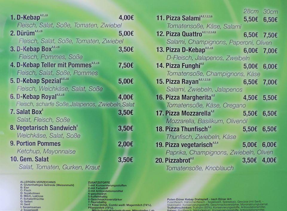 Speisekarte von Rayan Imbiss pub & Bar, Straubing