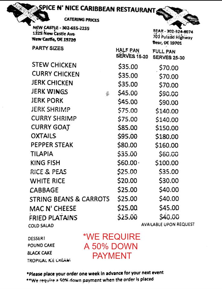 Menu at Spice N Nice 2 restaurant, Bear