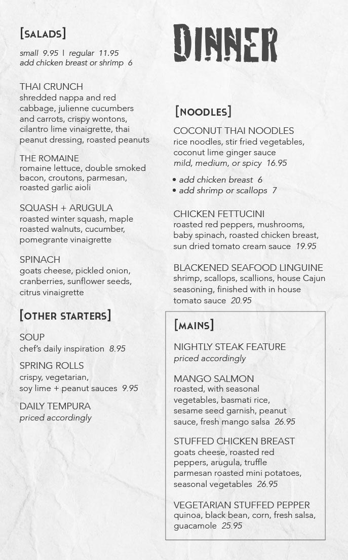 Menu at The Annex Room Restaurant, Stratford
