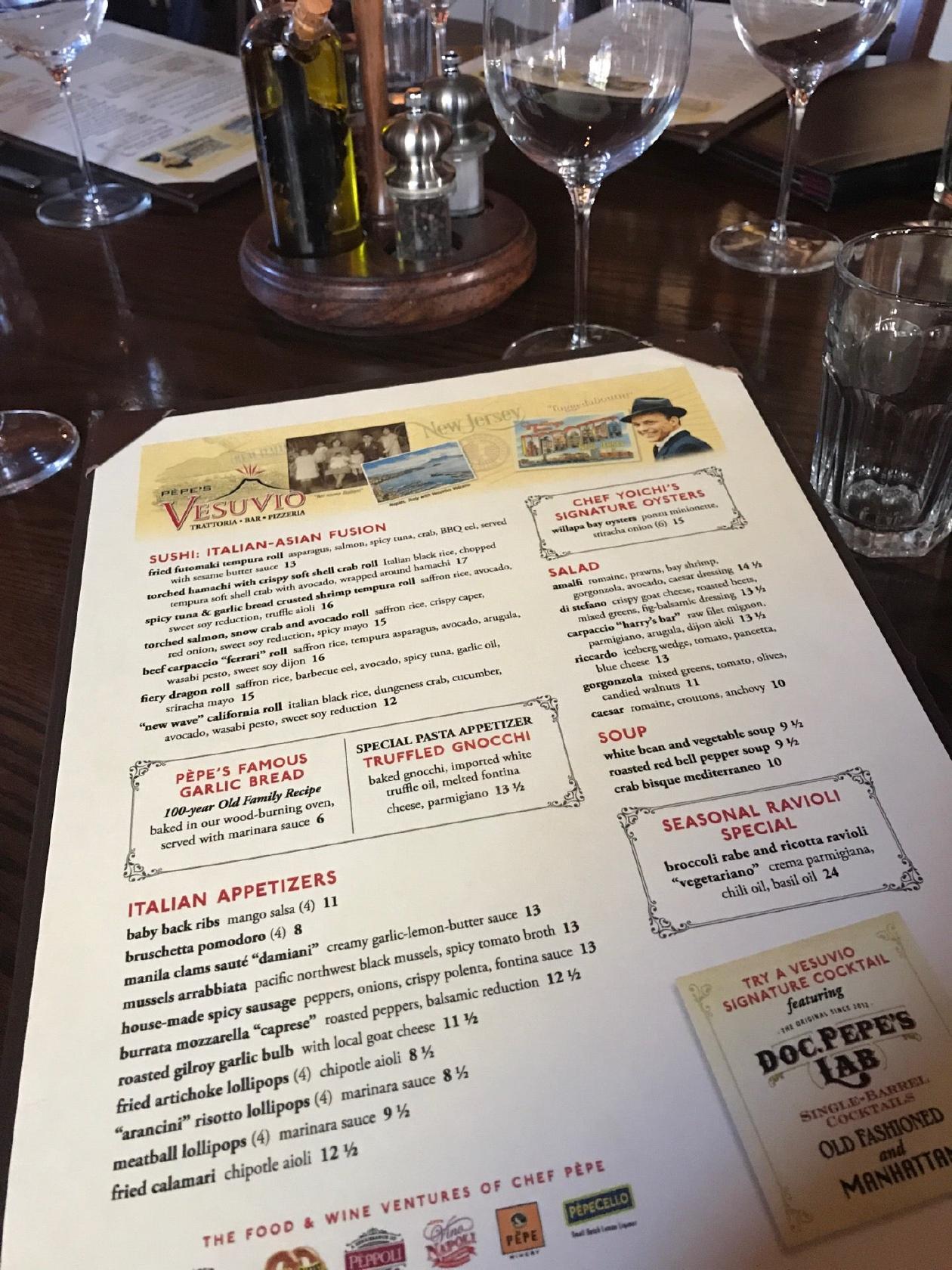 Menu at Vesuvio Restaurant, Carmel-by-the-Sea, 6th Ave & Junipero St