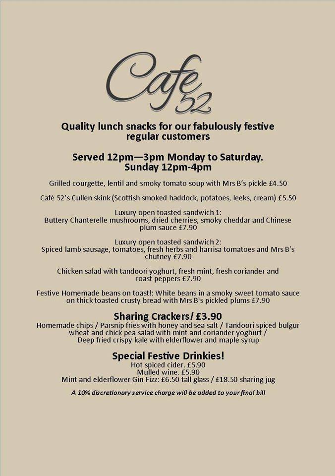 Carta de Cafe 52, Aberdeen