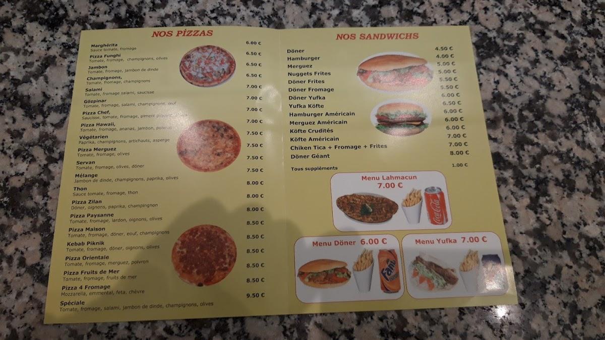 Menu at Pik-Nik, Barr