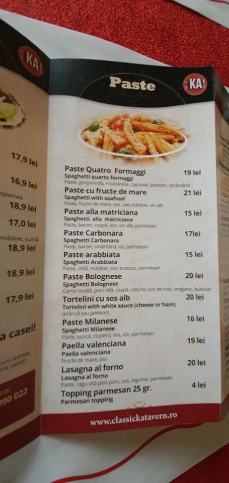 Speisekarte von Classic Ka Tavern, Bukarest