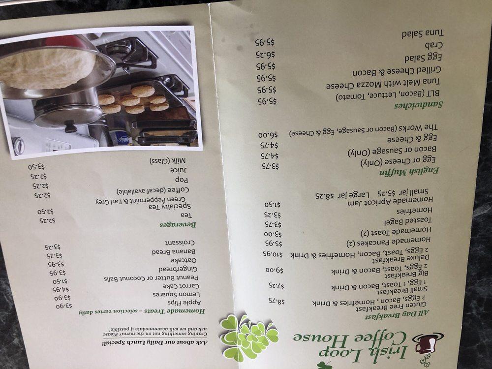 Menu at Irish Loop Coffee House, Witless Bay