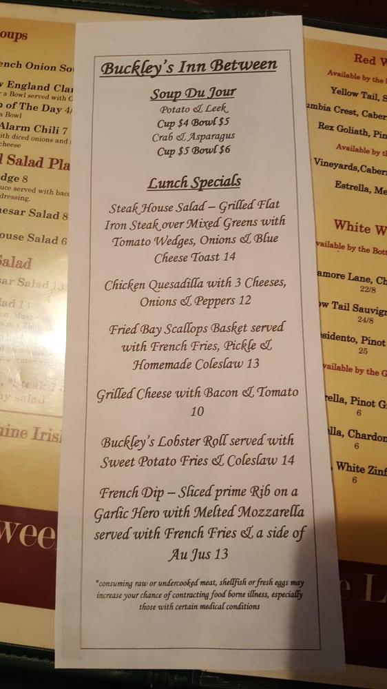 Menu at Buckleys Inn Between pub & bar, Hampton Bays