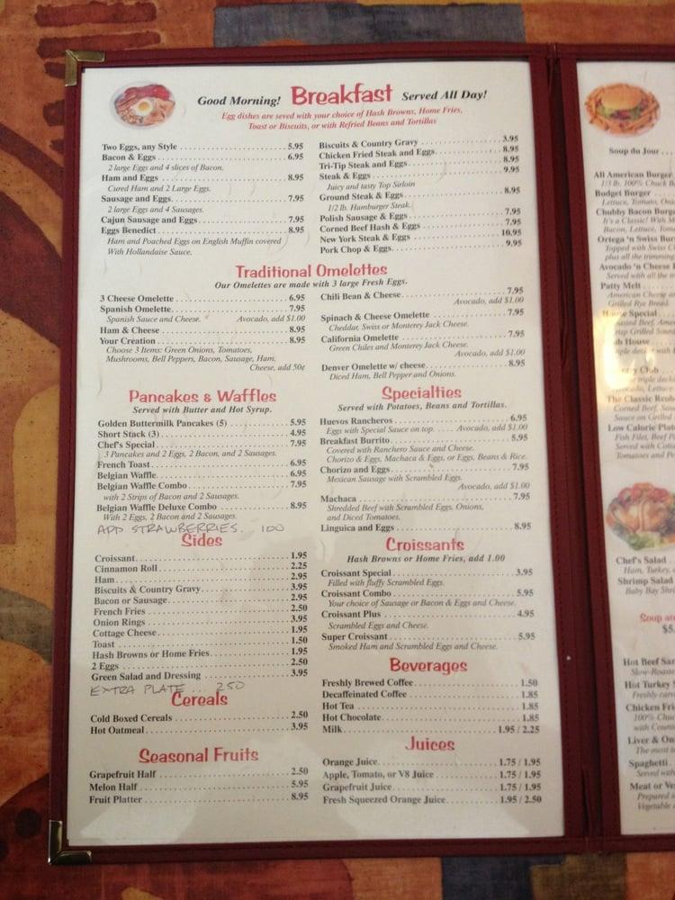 Menu at Budget Cafe, Lompoc