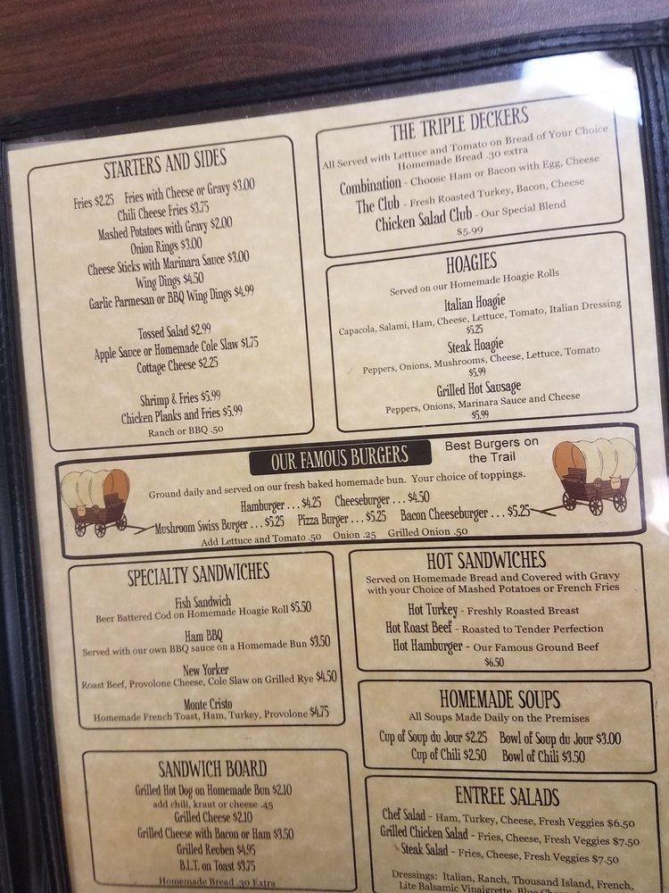 Menu at Gary's Chuckwagon restaurant, West Newton