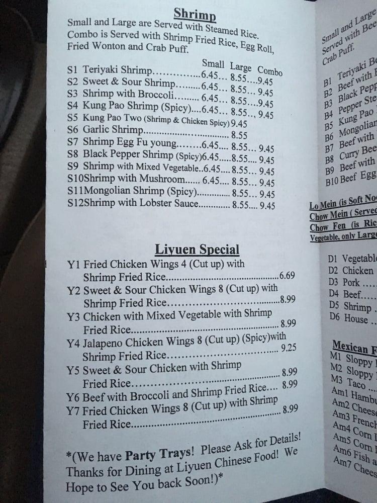 Menu at Liyuen restaurant, Phoenix