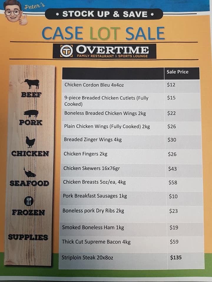 Menu at Overtime pub & bar, Shaunavon