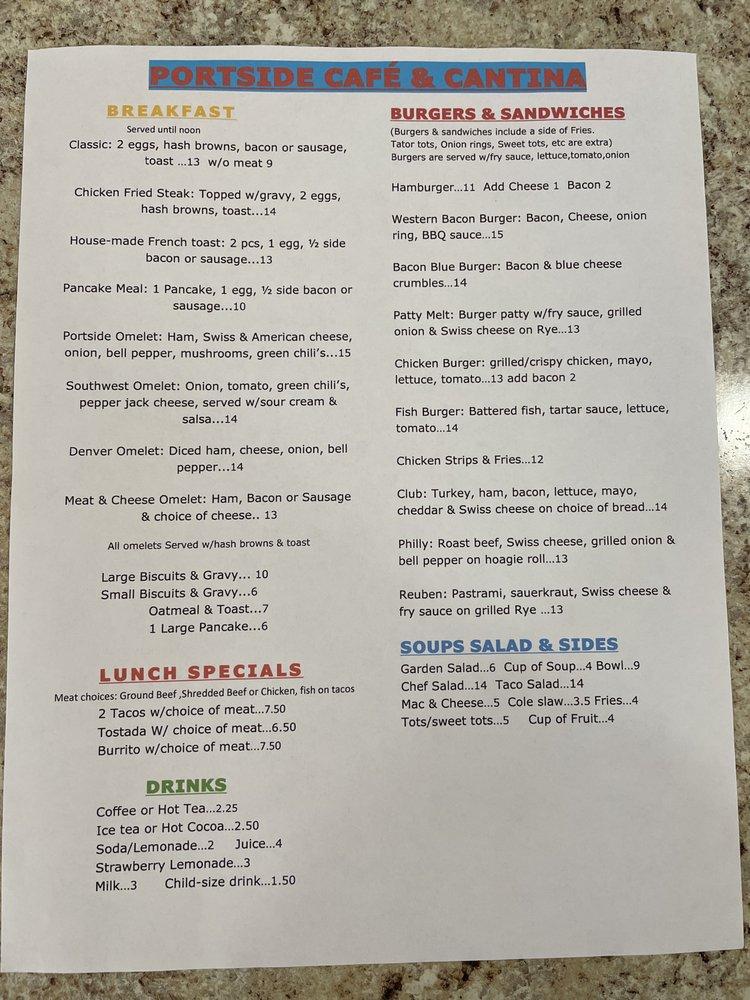 Menu at Portside Market and Cafe, Port Orford