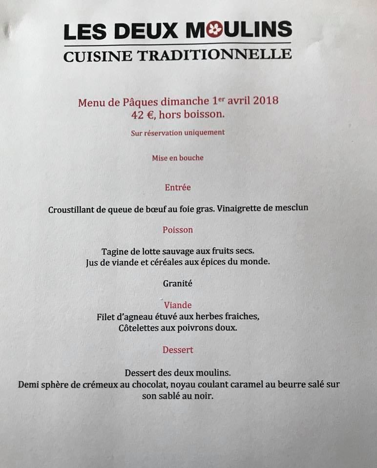 Menu at Restaurant Les Deux Moulins, Ploeren