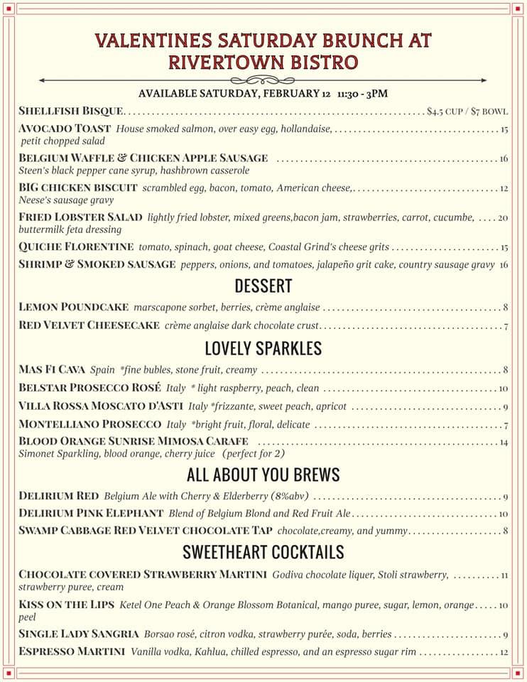 Menu at Rivertown Bistro restaurant, Conway, 3rd Ave