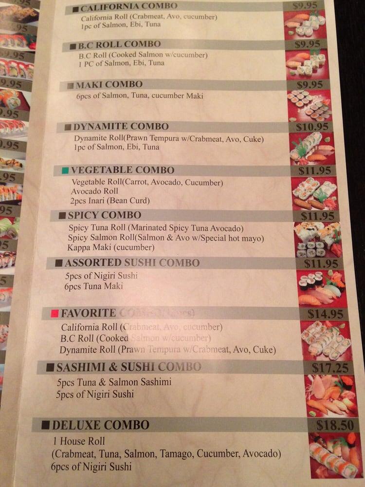 Menu at Sushi Heaven restaurant, Fort Saint John