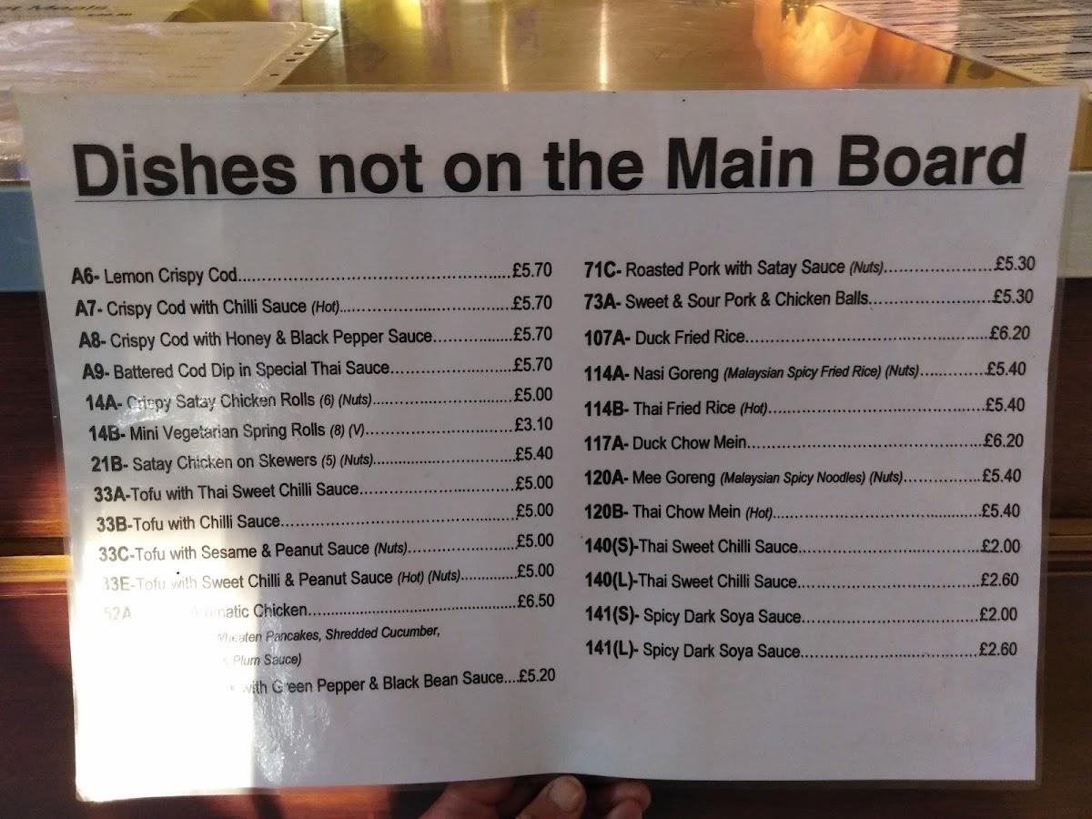 Menu at China Capital fast food, Frome