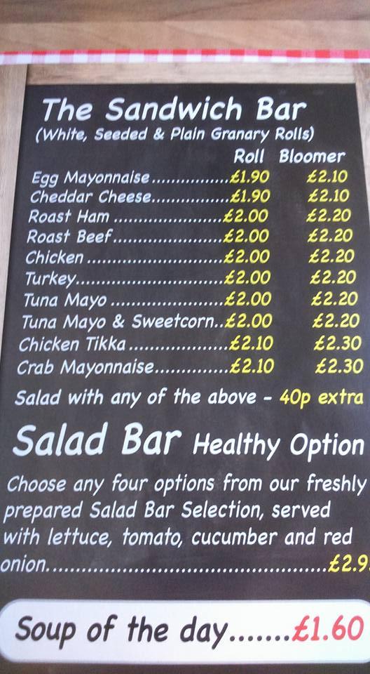Menu at Harrington's Café cafe, Barnsley