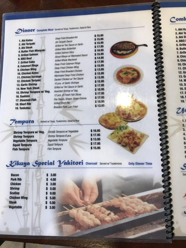 Menu at Kikuya Restaurant, Honolulu, 1315 N King St