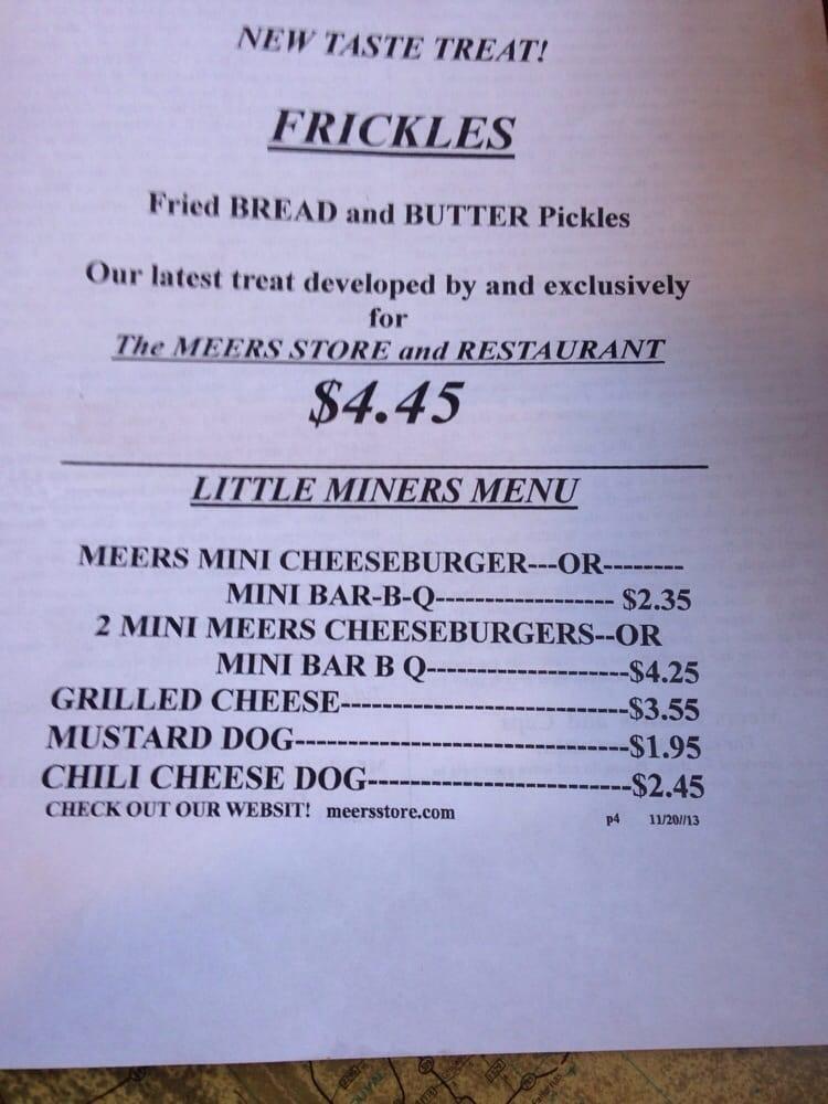 Menu at Meers Store and Restaurant, Meers