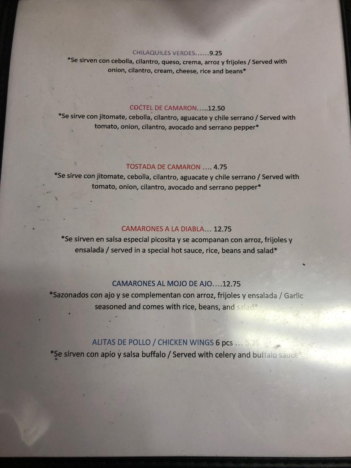 Menu at Menudos La China Authentic Mexican Food restaurant, Goshen