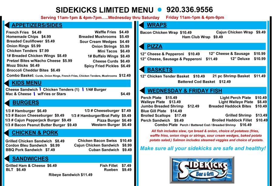 Menu at Sidekicks Bar & Grill, De Pere