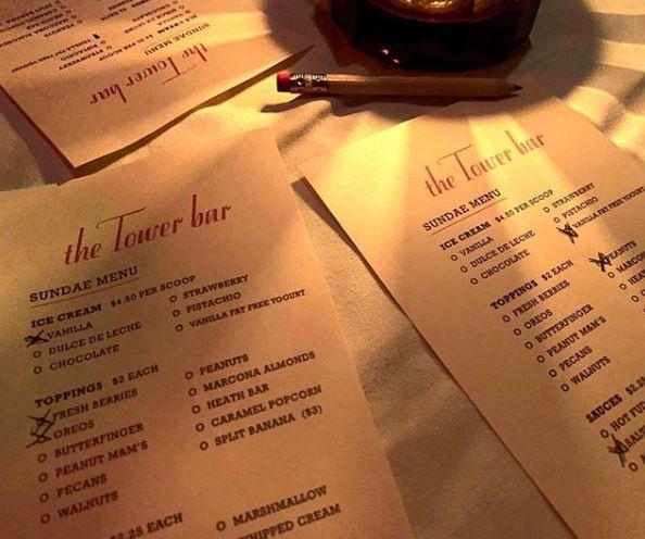 Menu at The Tower Bar, West Hollywood