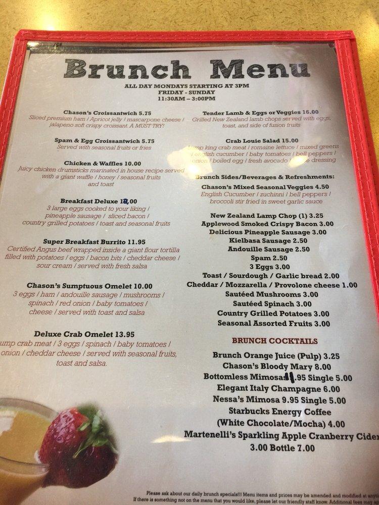 Menu at Chasons Crab Stadium pub & bar, Elk Grove