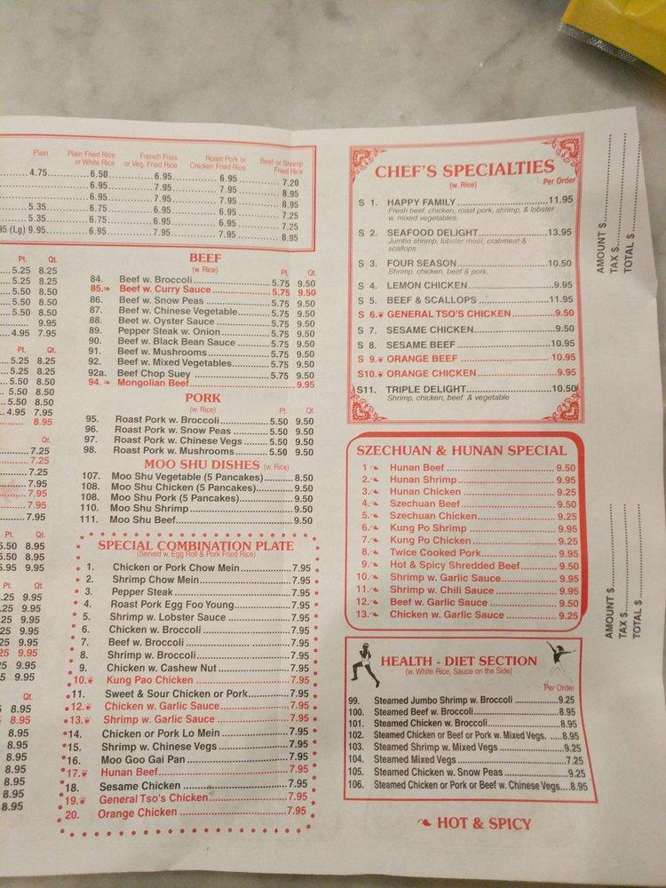 Menu at China Taste restaurant, Johns Island, Maybank Hwy A