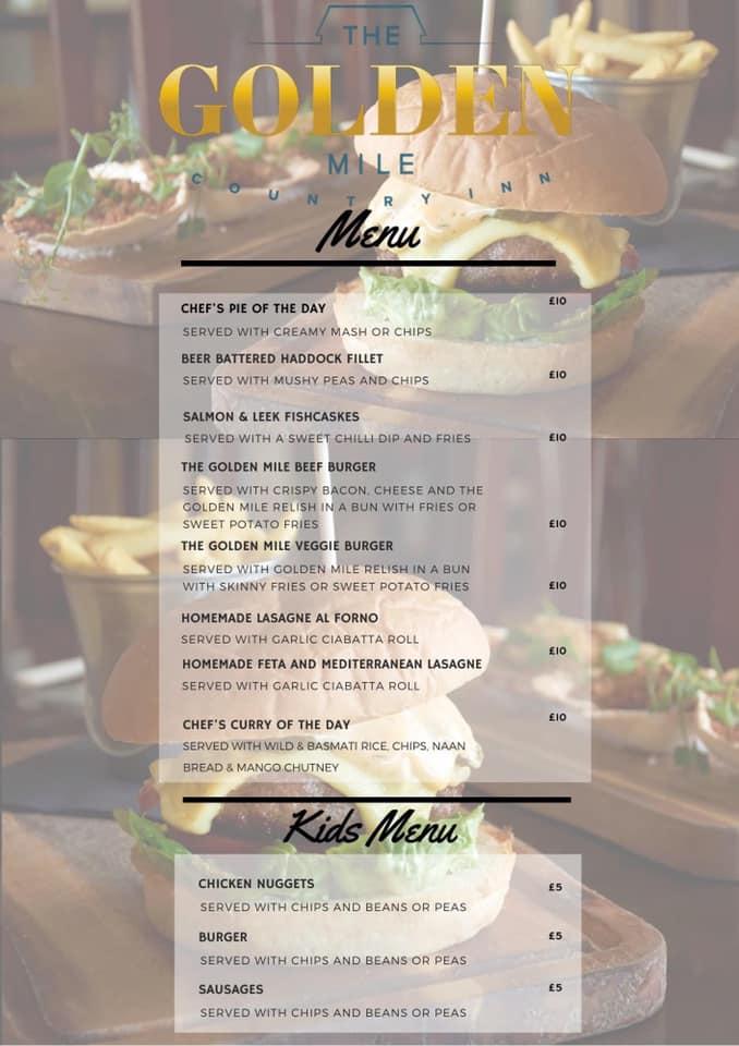Menu at Golden Mile Inn pub & bar, Bridgend