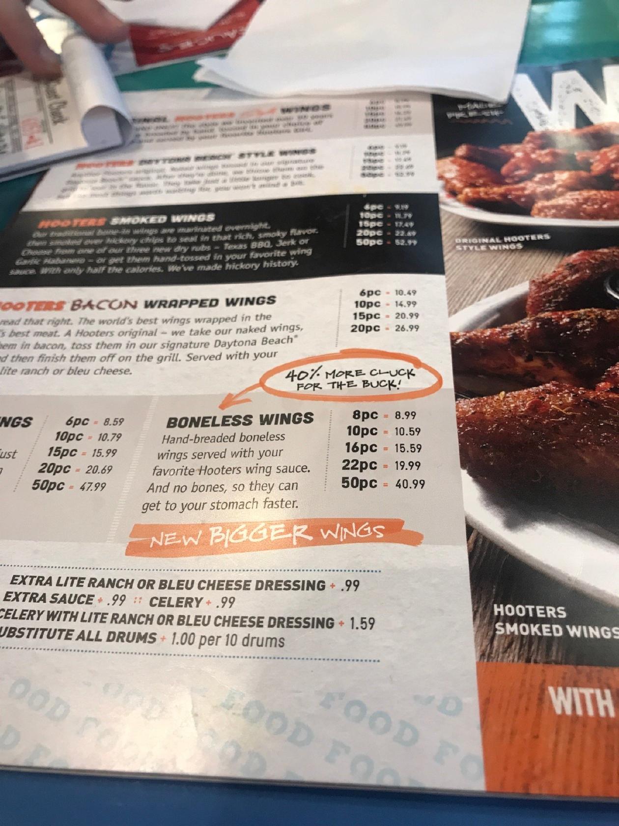 Menu at Hooters pub & bar, Harlingen, 98 Bass Pro Drive