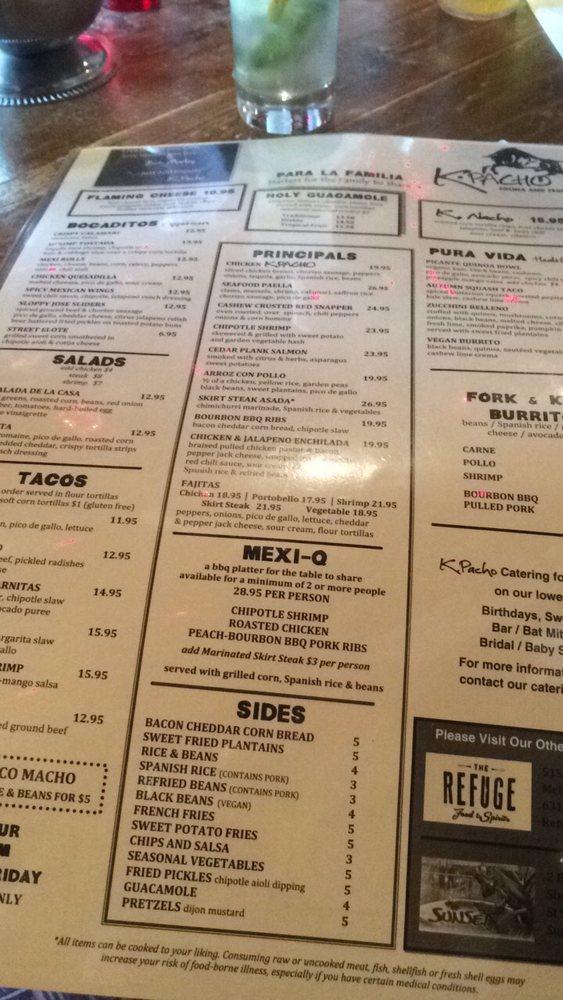 Menu at K. Pacho pub & bar, New Hyde Park
