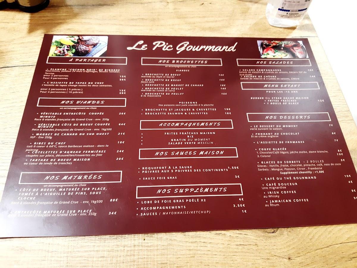 Menu at Le Pic Gourmand restaurant, Andernos-les-Bains