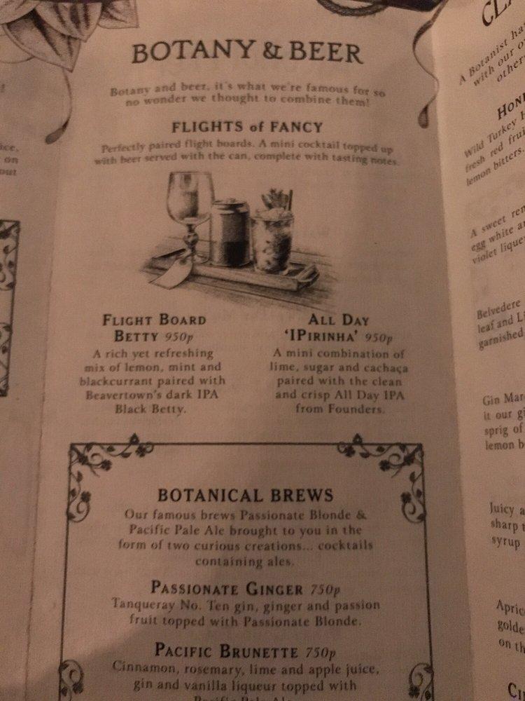 Menu at The Botanist Bar & Restaurant Leeds, Leeds