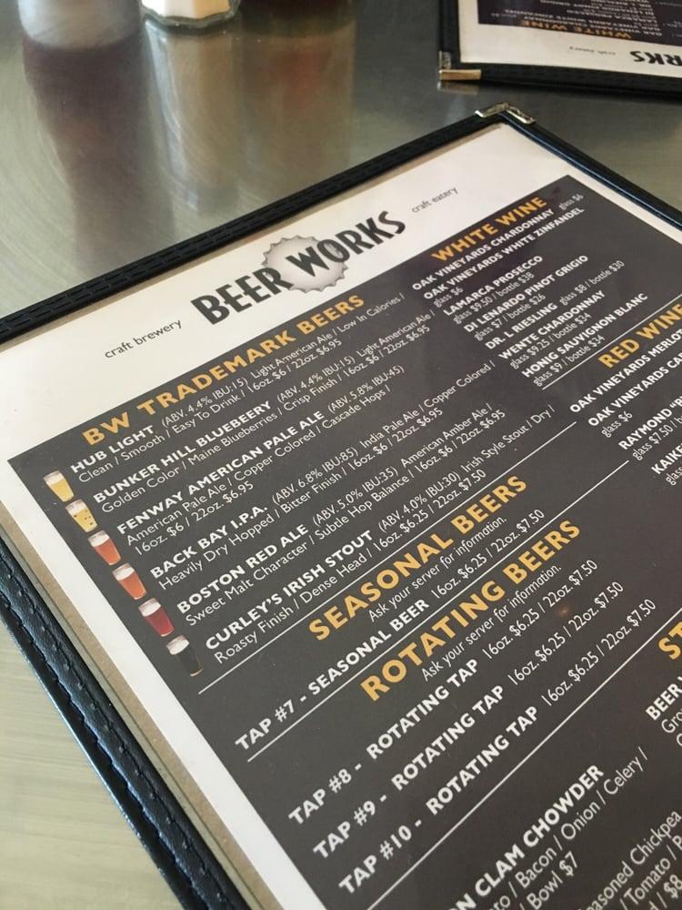 Menu at Beer Works pub & bar, Boston, Terminal C