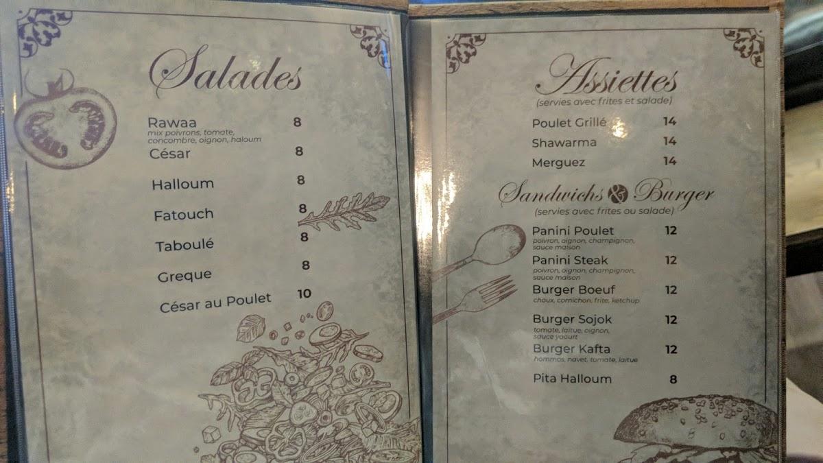 Menu at Caf restaurant, Laval