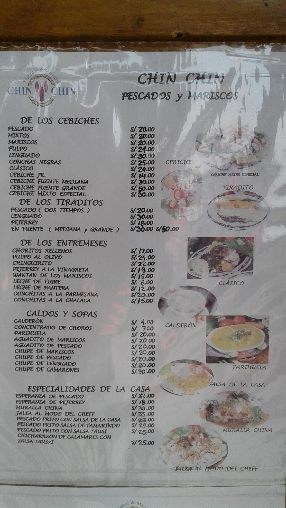 Carta del restaurante Chin Chin, San Isidro