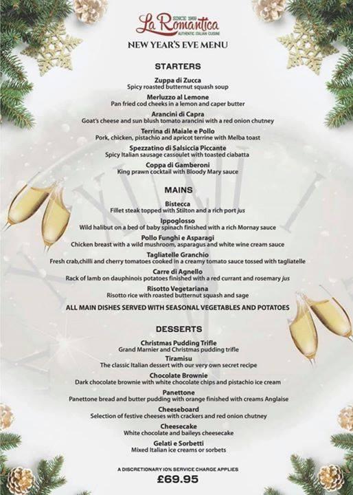 Menu at La Romantica Restaurant, Rayleigh