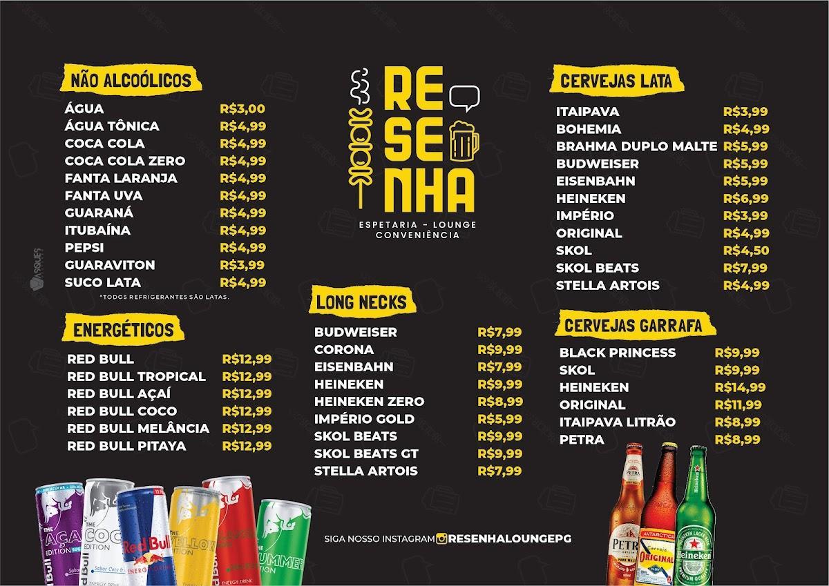 Menu at Lounge bar resenhas, Praia Grande